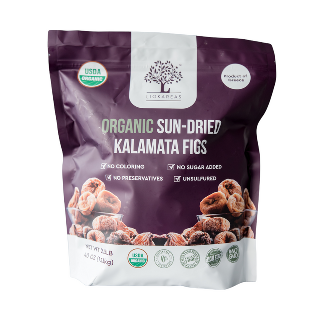 Organic Kalamata Sun-Dried Figs 2.5lbs - Stand Up Pouch – Liokareas